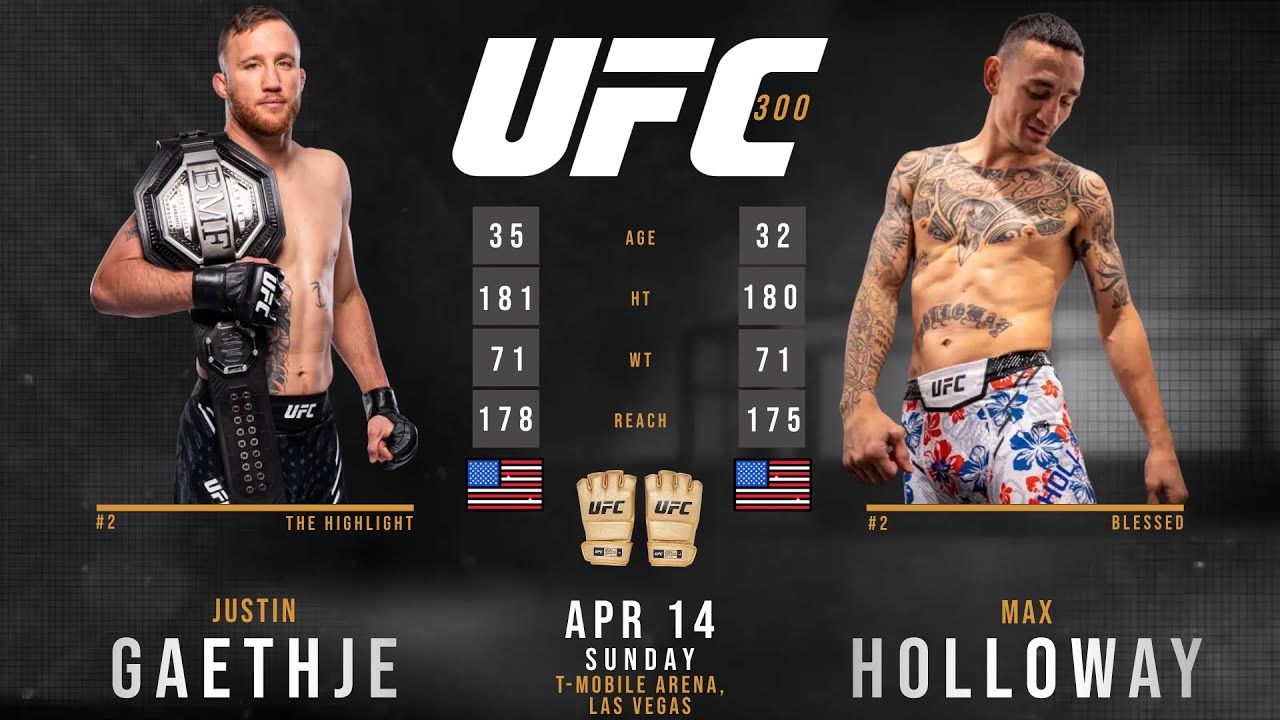 JUSTIN GAETHJE vs MAX HOLLOWAY Full Fight UFC 300 - YouTube