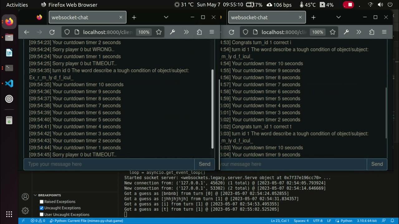 Hangman game implment by python websocket server and javascript client - YouTube