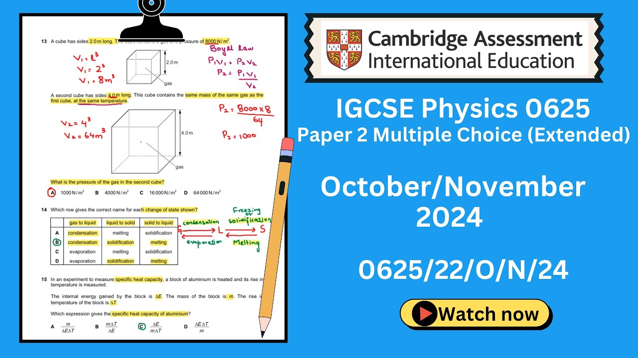 IGCSE Physics 0625 | Oct/Nov 2024 | Paper 22 | (0625/22/O/N/24) | Past ...