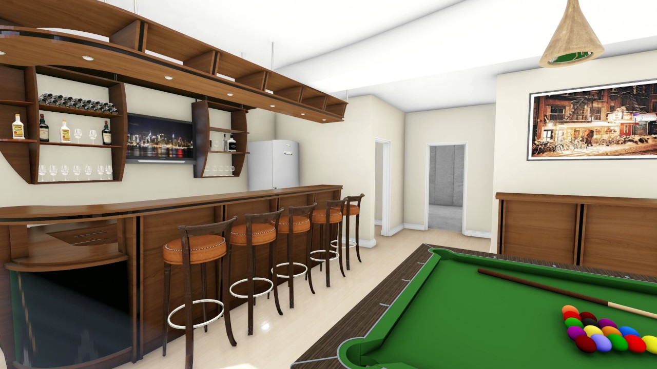 Finished Basement Concept 3D Walkthrough/Animation - YouTube