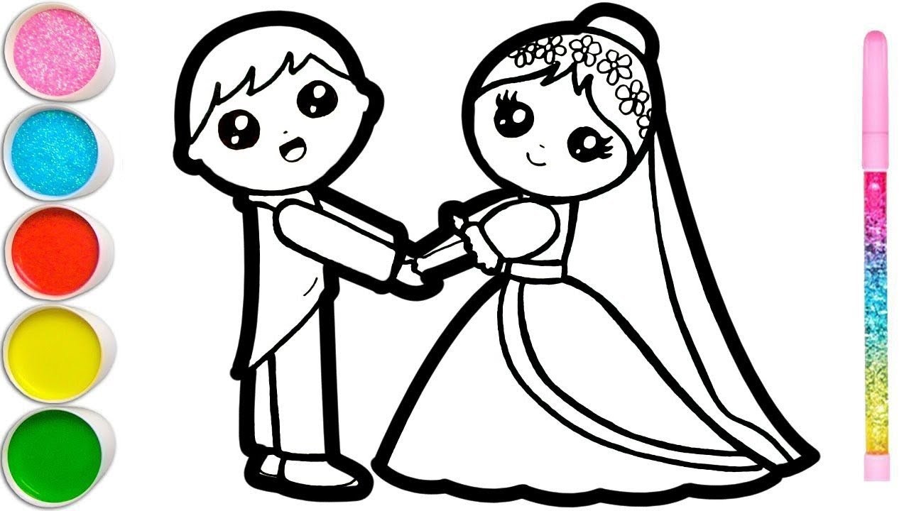 How to draw a Beautiful Bride and groom Drawing, Painting, Coloring for ...
