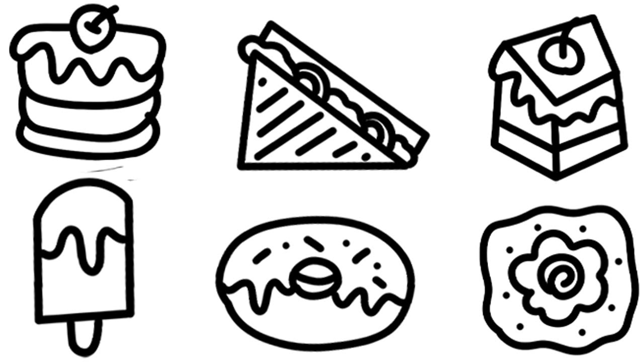 How to draw a food easy | candy,cake,lollipop,ice cream,donuts |Easy ...