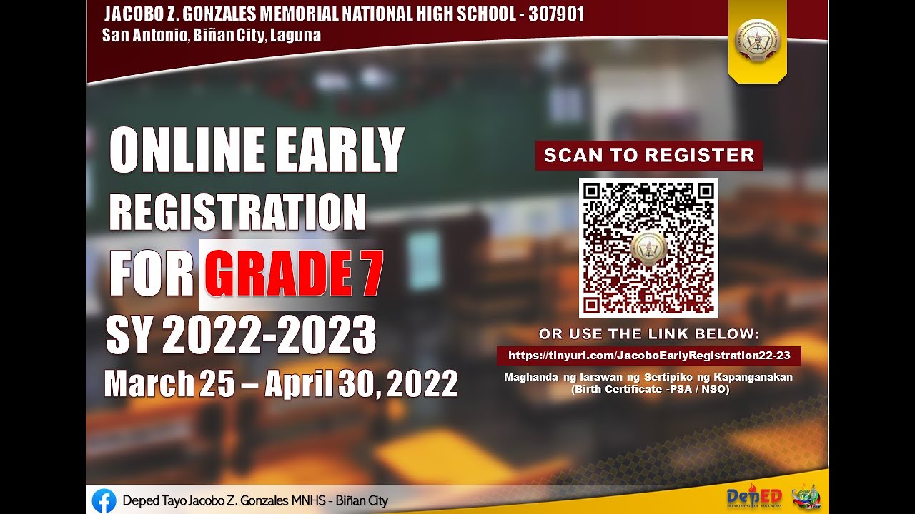EARLY REGISTRATION SY 2022-2023 - JZGMNHS-307901 - YouTube