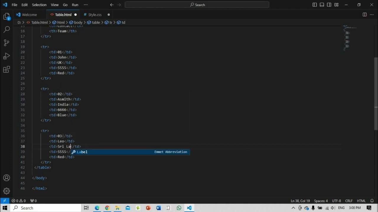 How to Create HTML table - YouTube