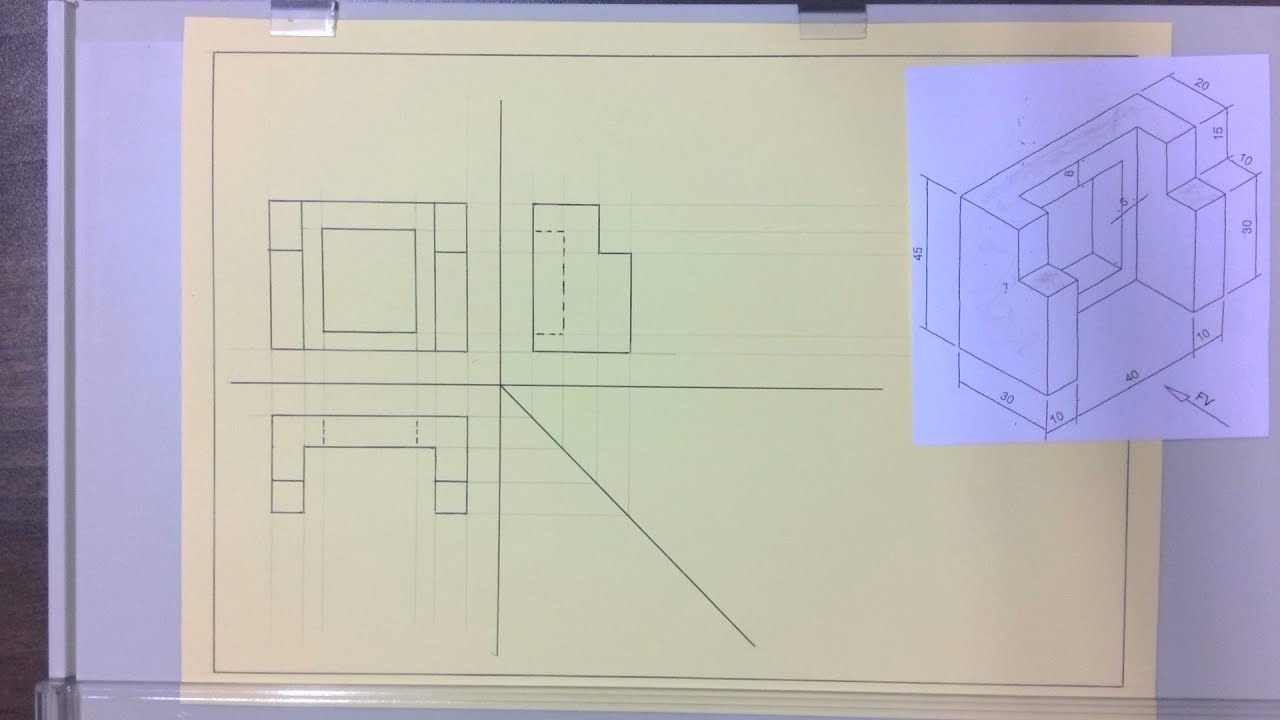 Basic First Angle Orthographic from an Isometric - YouTube