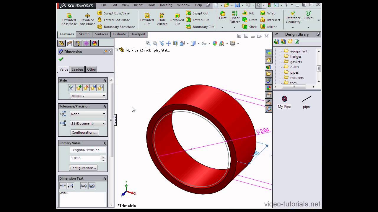 How to create a custom pipe #6 SOLIDWORKS Tutorials (Routing) - YouTube