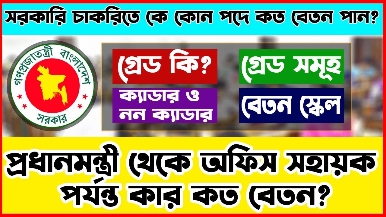 সরকারি চাকরির গ্রেড ও বেতন স্কেল | govt job salary scale 2022 | Govt ...