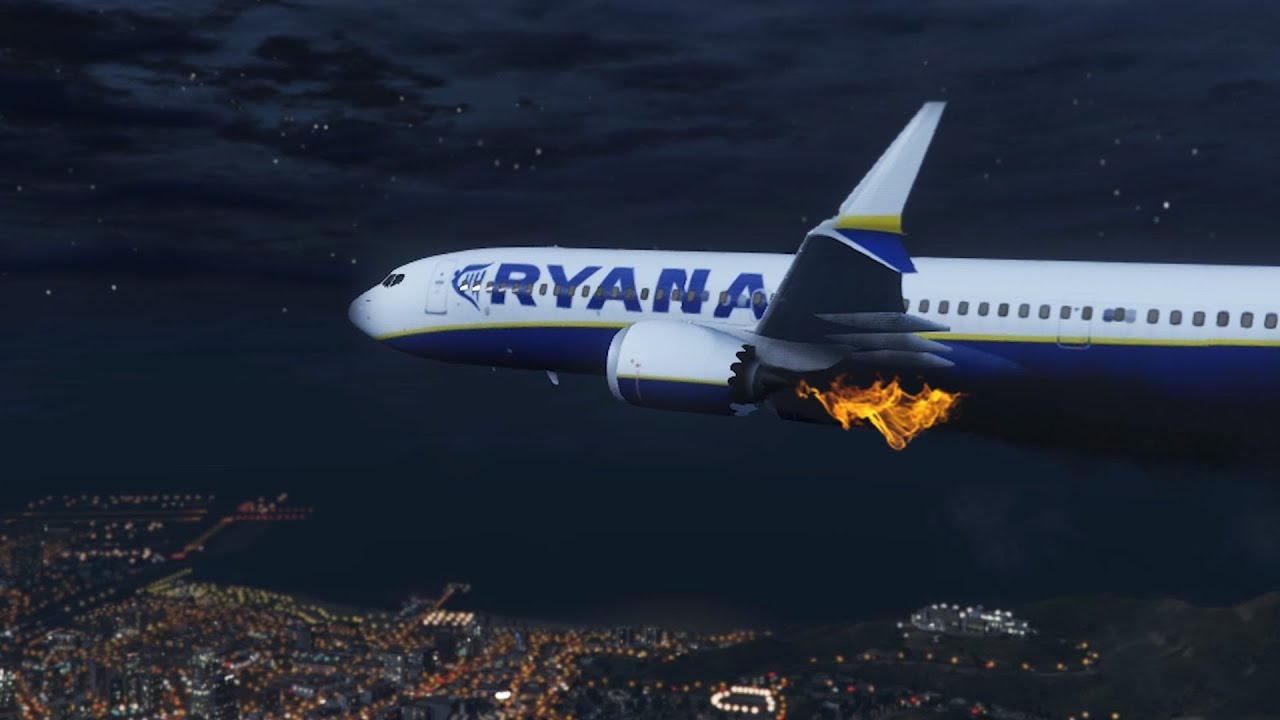 737 MAX RYANAIR BOTH ENGINES FAILURE Crash Landing ! - YouTube