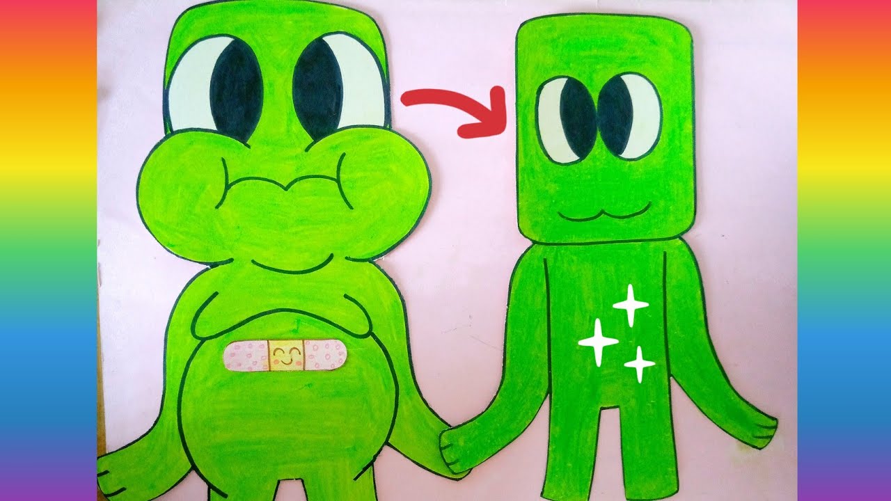 Roblox rainbow friends Green got so fat 😮 Rainbow friends Green paper ...