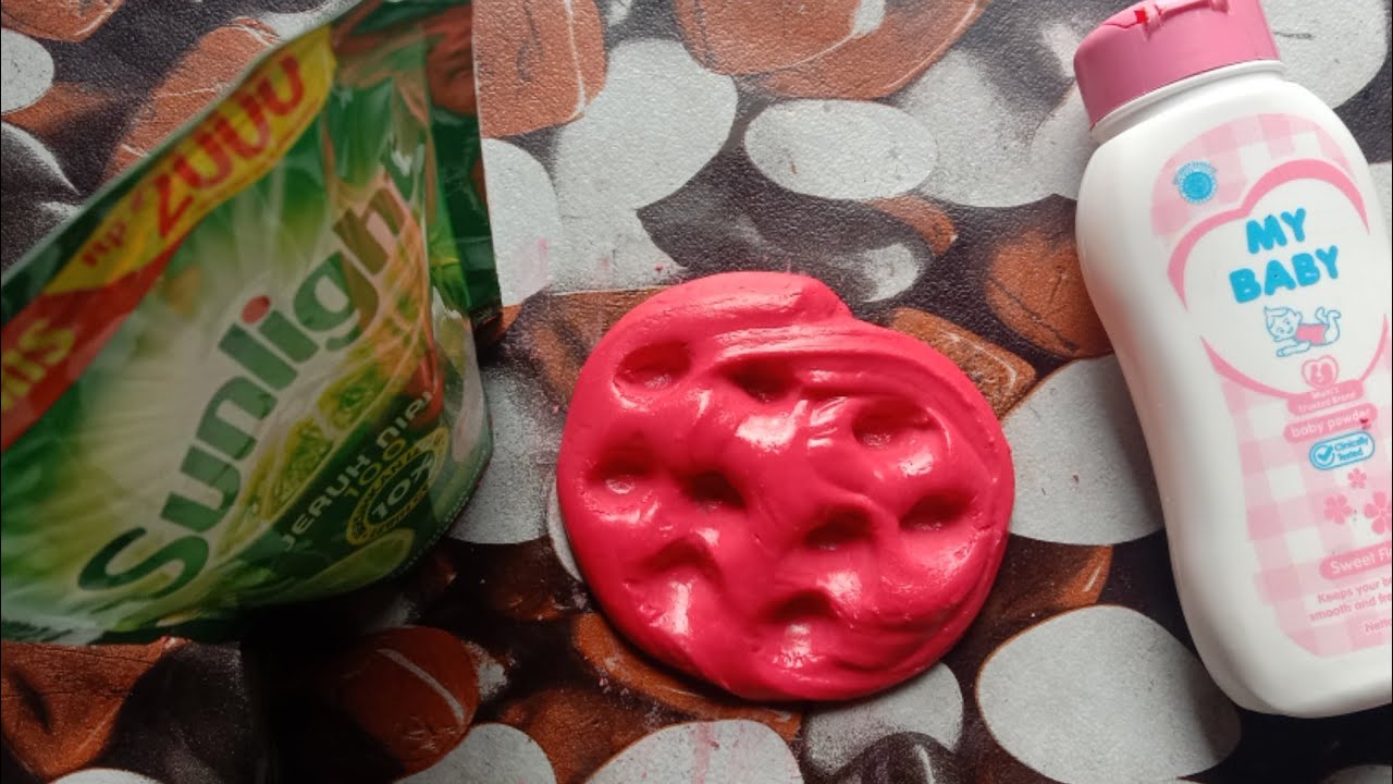 Cara membuat slime 2 bahan dari bedak dan sunlight tanpa lem apapun ...