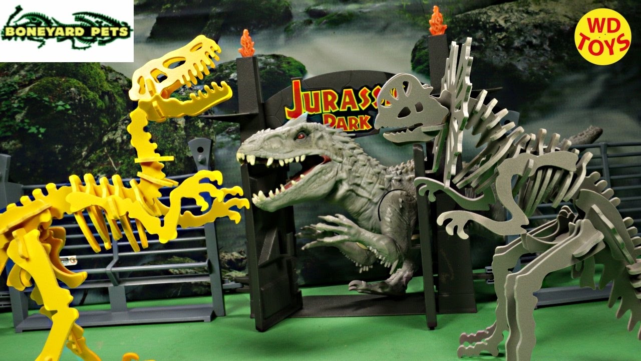 New Boneyard Pets Velociraptor & Dilophosaurus / Indominus Rex Jurassic ...
