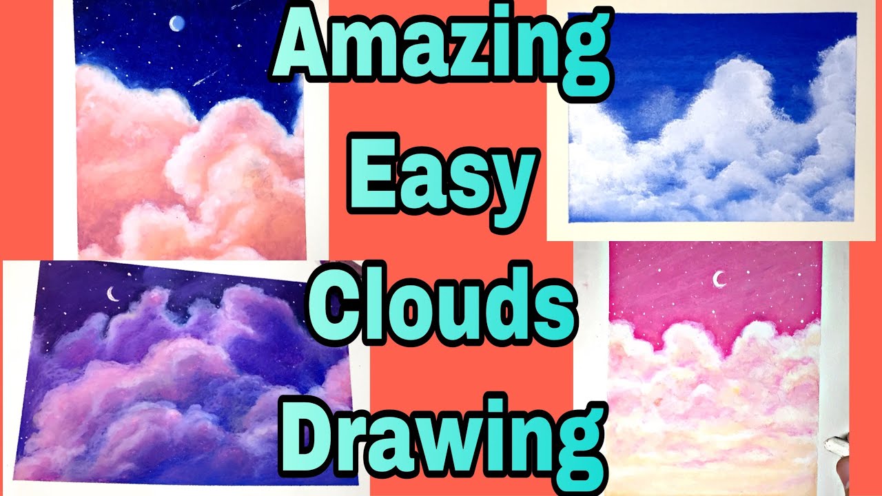 Oil Pastel Drawing/ 4 Amazing Clouds Drawing - YouTube