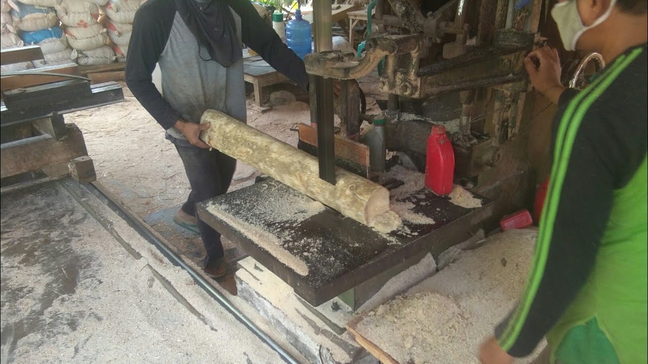 Gesek kayu gmelina, buat bahan baku kayu industri - YouTube