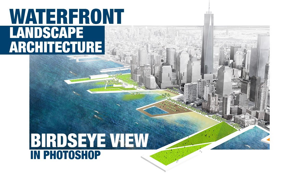 Waterfront Landscape Architecture Rendering in Photoshop - YouTube