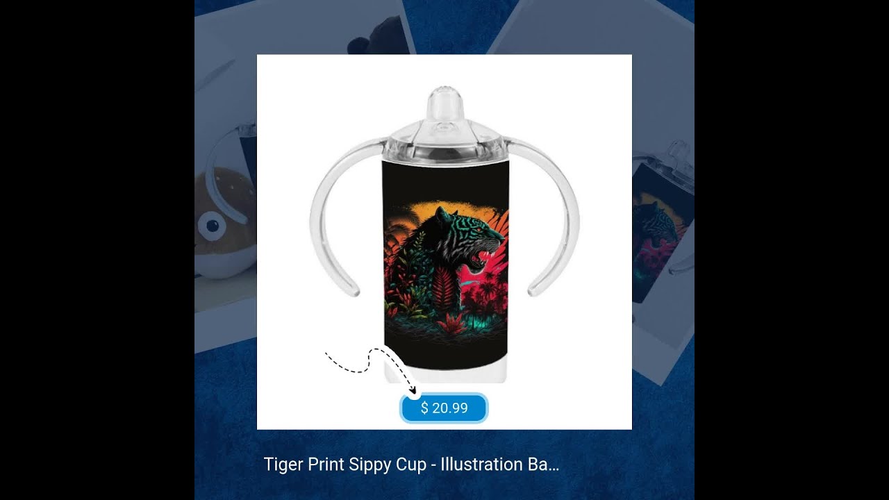 Tiger Print Sippy Cup - Illustration Baby Sippy Cup - Themed Sippy Cup ...