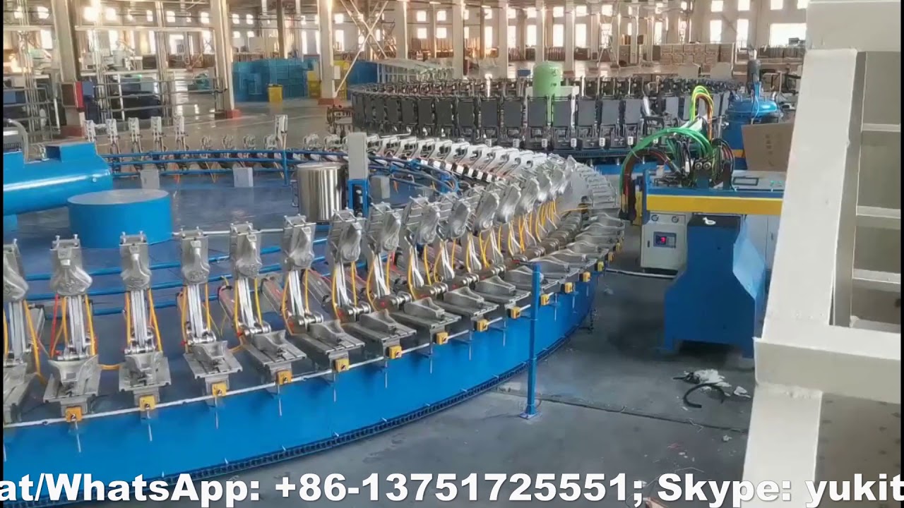 90 stations High pressure PU foam machine for saddles - YouTube