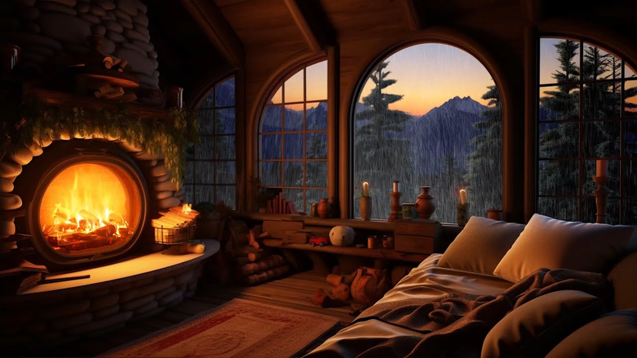 Cozy Cabin Ambience - Fall Asleep to Rain and Thunder Sound at Night ...