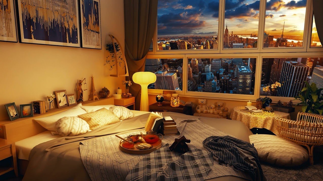 Summertime Sunset Cozy Bedroom Ambience with Relaxing Sleep, Relaxing ...