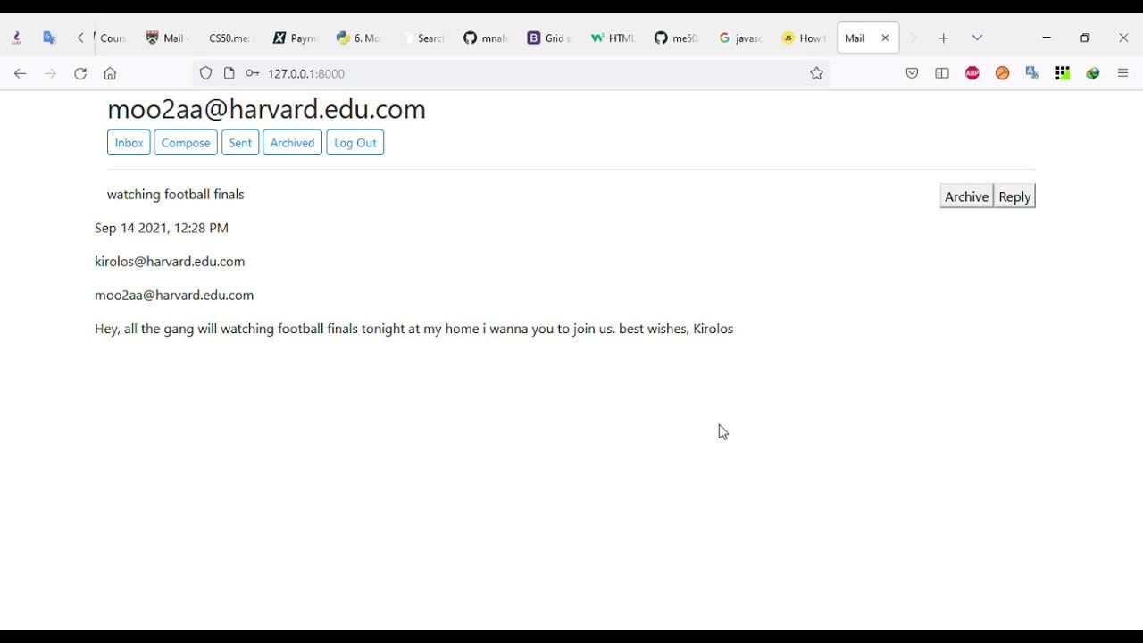 Mail CS50's Web Programming with Python and JavaScript - YouTube