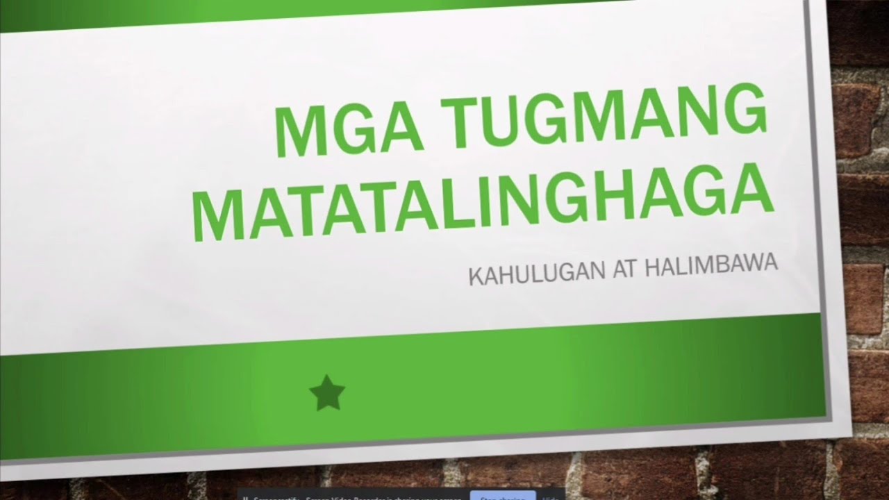 MGA TUGMANG MATATALINGHAGA - KAHULUGAN AT HALIMBAWA - YouTube