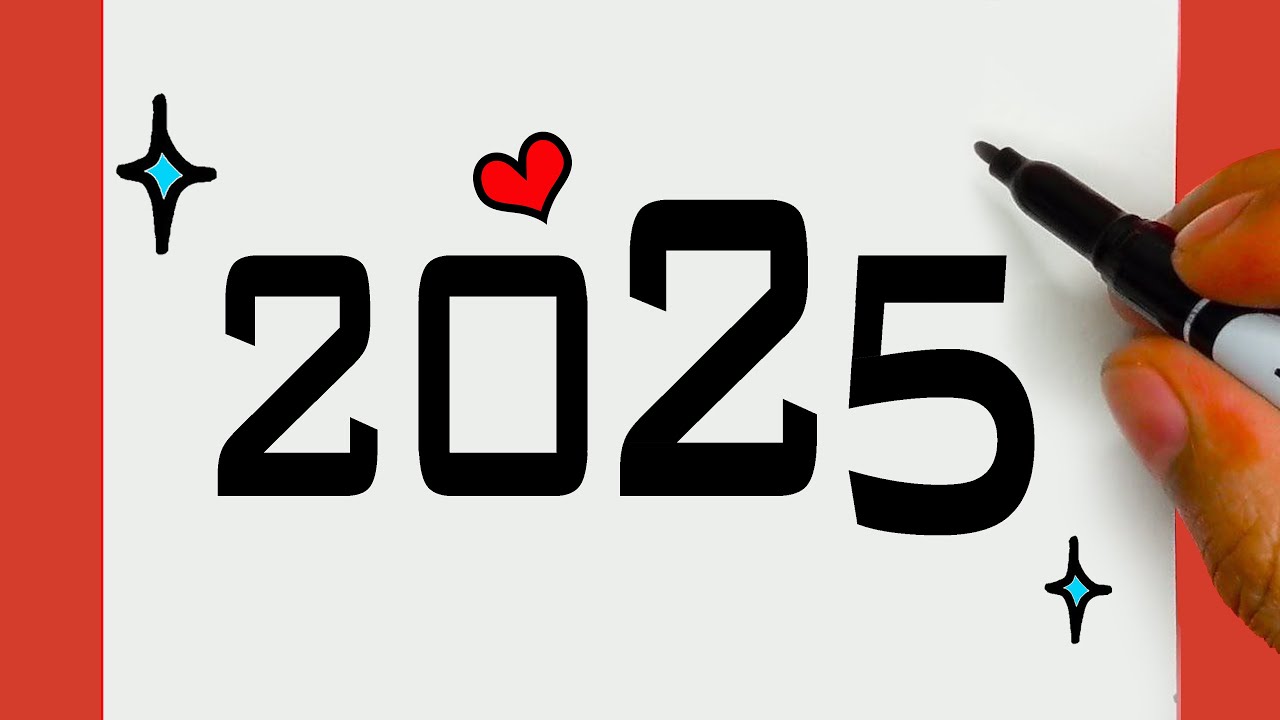 HOW TO DRAW A CUTE HAPPY NEW YEAR 2025, STEP BY STEP, DRAW Cute things ...