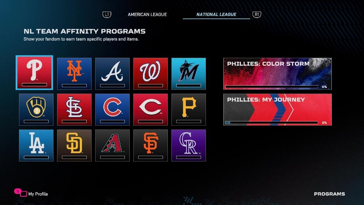MLB The Show 25: 5/23 Update NL TEAM AFFINITY COLOR STORM Players with ...
