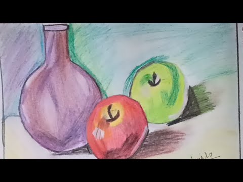 Still Life Object Drawing with Pencil Colour | Still Life Drawing for ...