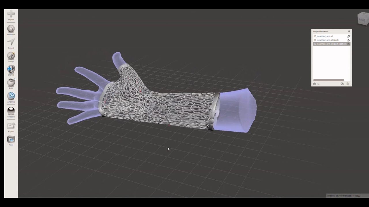 Wrist Splint Design in Meshmixer with Voronai pattern - YouTube