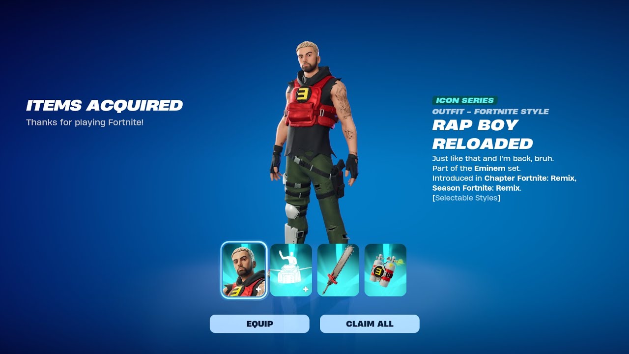 New Fortnite Eminem Rap Boy Reloaded bundle! (Fortnite item shop) - YouTube