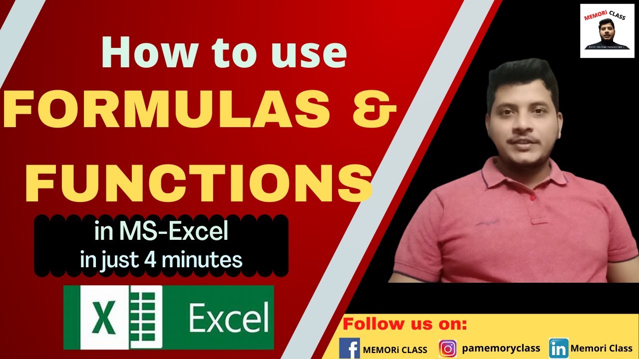 How To Use Formula And Functions In Ms Excel Excel Me Functions And Formula Kaise Use Karein Youtube 7105