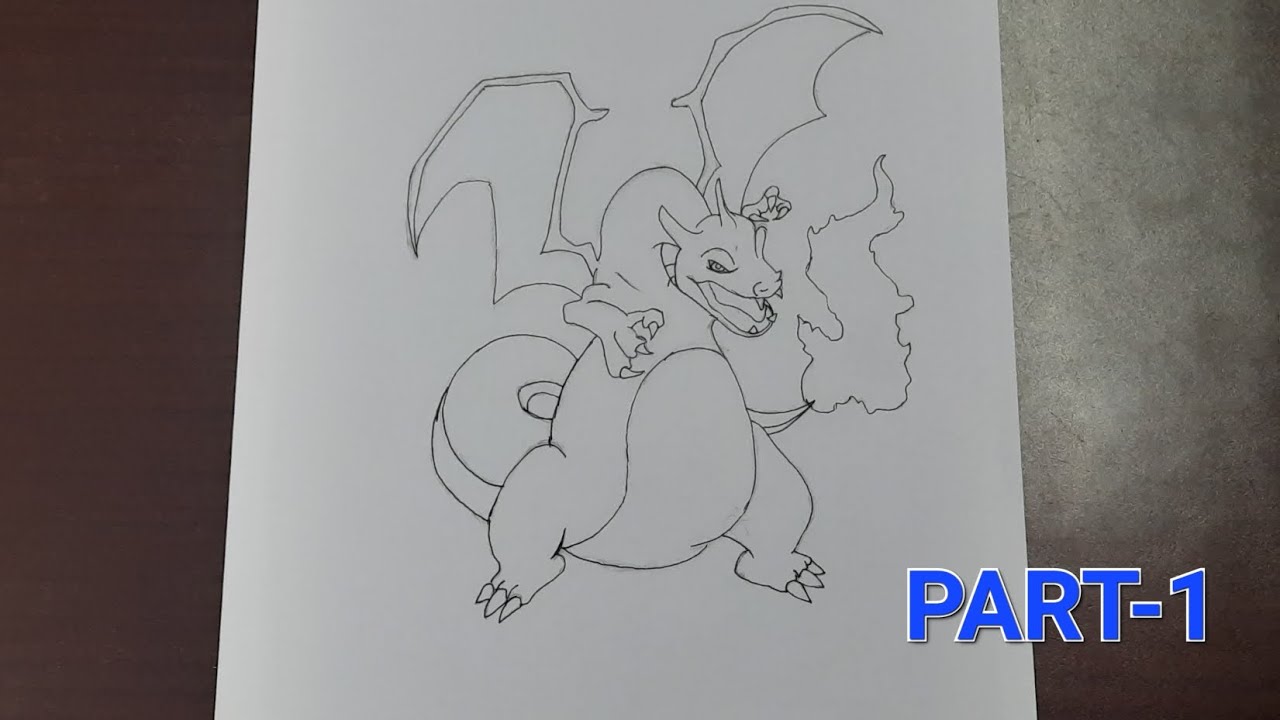 How To Draw Charizard Outline - YouTube