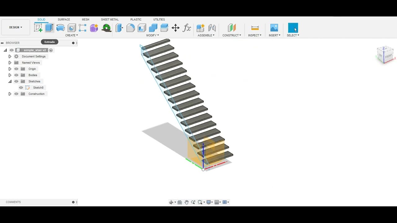 Fusion 360. How to model simple stairs - YouTube