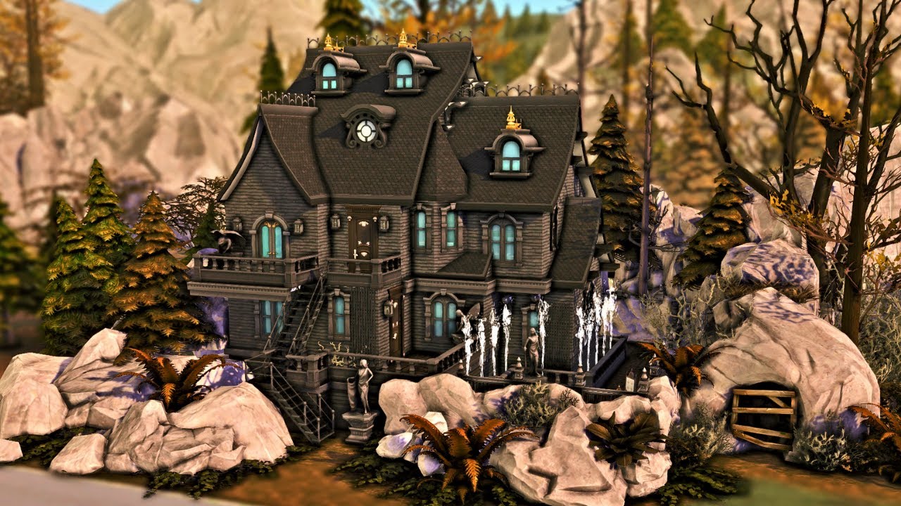 Hidden Vampire Mansion 🖤 || The Sims 4: Speed Build - YouTube