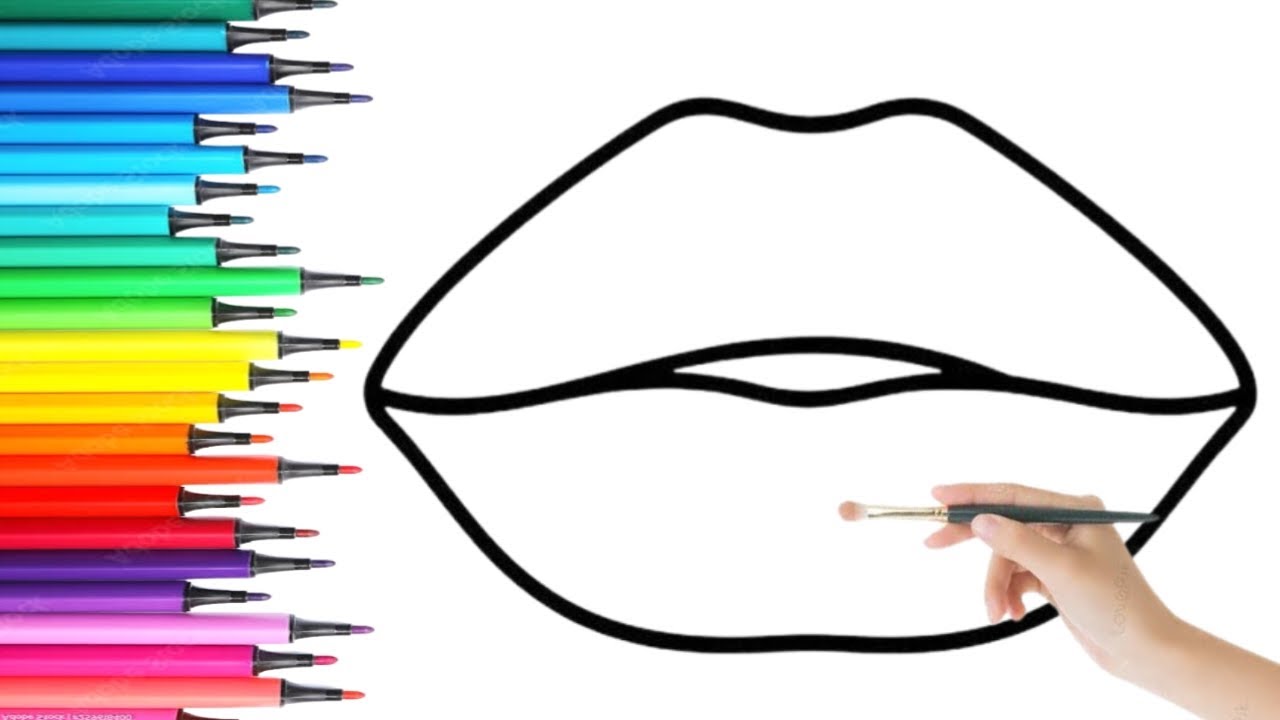 Learn how to draw and paint Red lips 👄| Easy Red Lips drawing step by ...