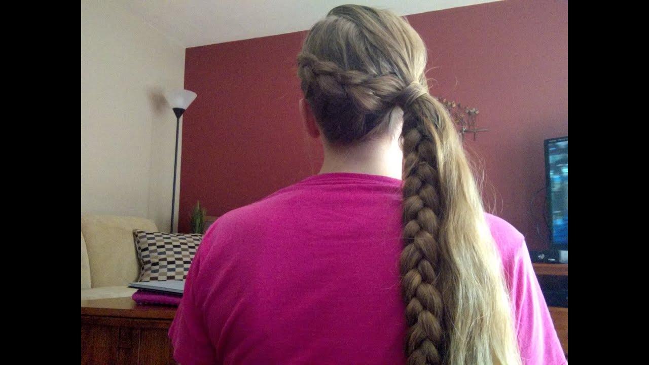 Diagonal Dutch braid into a side pony tail - YouTube