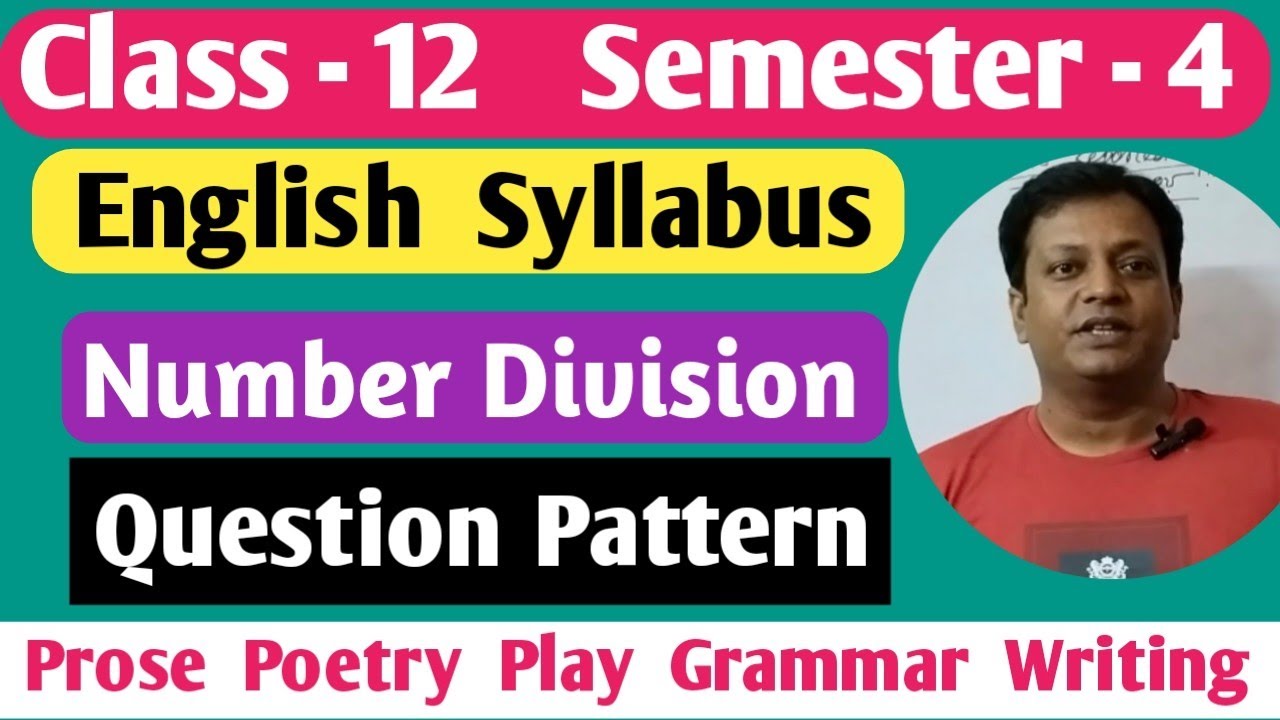 Class - 12, Semester - 4, English Syllabus /Question Pattern & Number ...