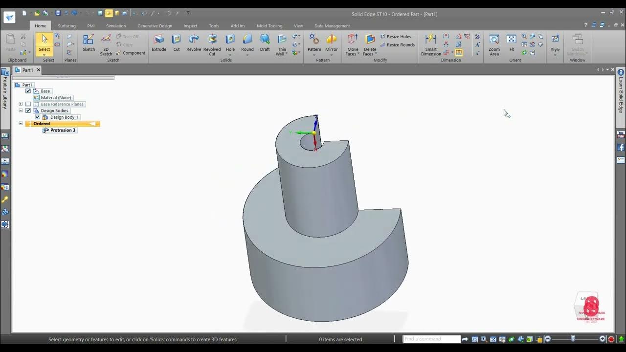 Solid Edge Software - Part Modeling - Revolve command - YouTube