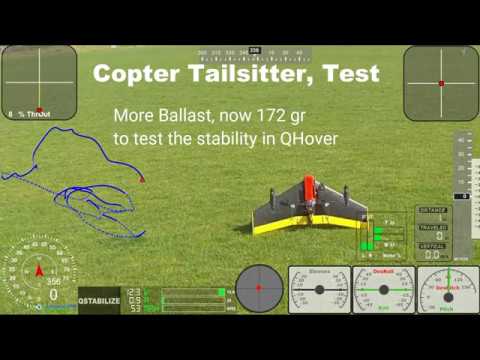Copter Tailsitter, Test 9, Stability in QHOVER ? - YouTube