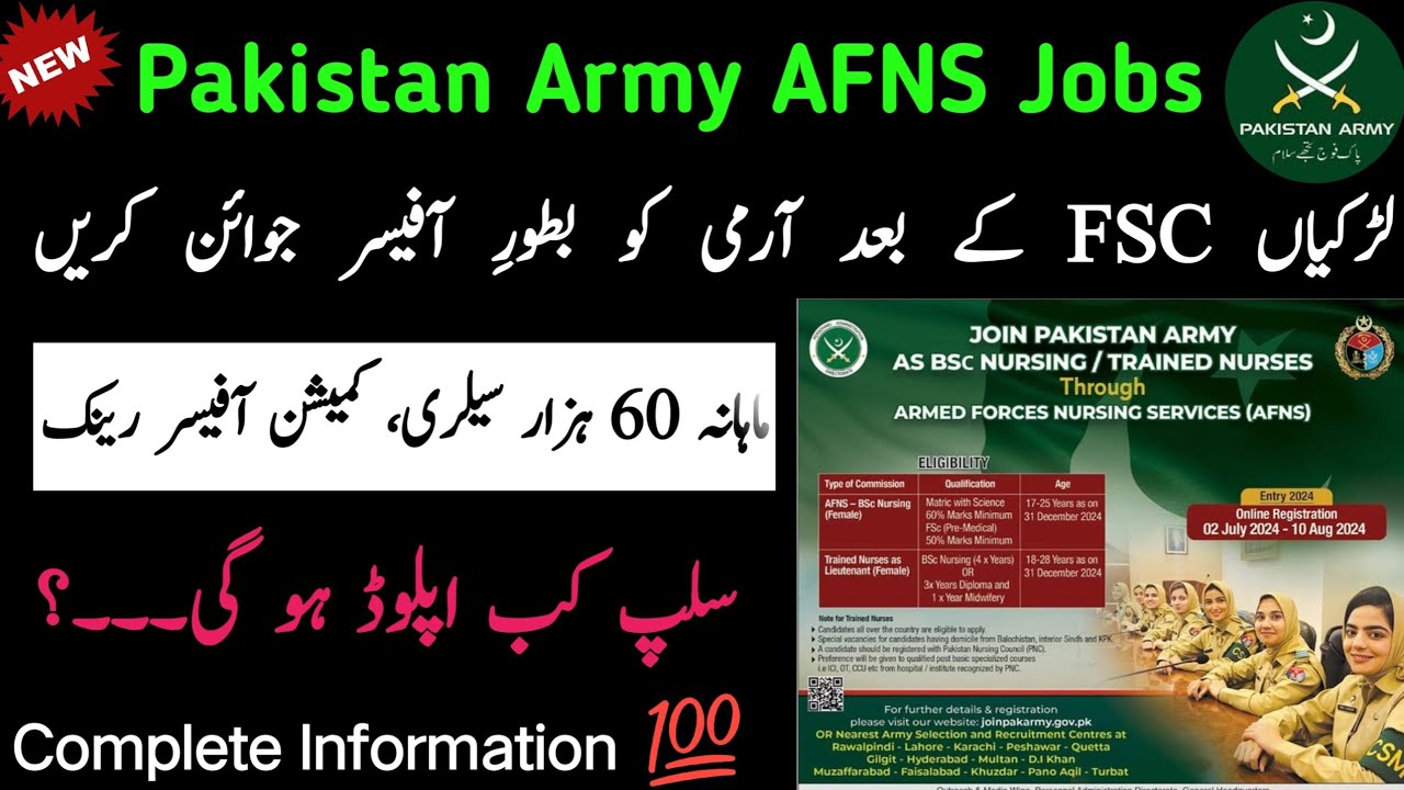 Pak Army AFNS details 2024 | Afns test slip 2024 | Afns Lieutenant Jobs ...