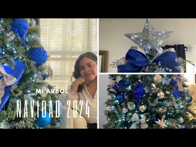 Arbol De Navidad Decorado Azul Y Plata