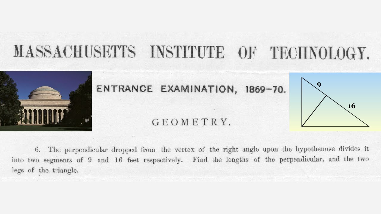 MIT Entrance Examination, 1869-70 | Geometry Question | The ...