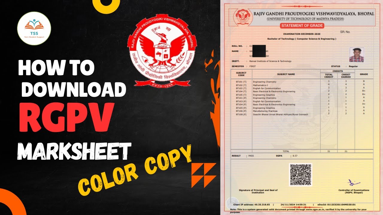 How to Download RGPV Marksheet | RGPV result kese dekhe | RGPV Result ...