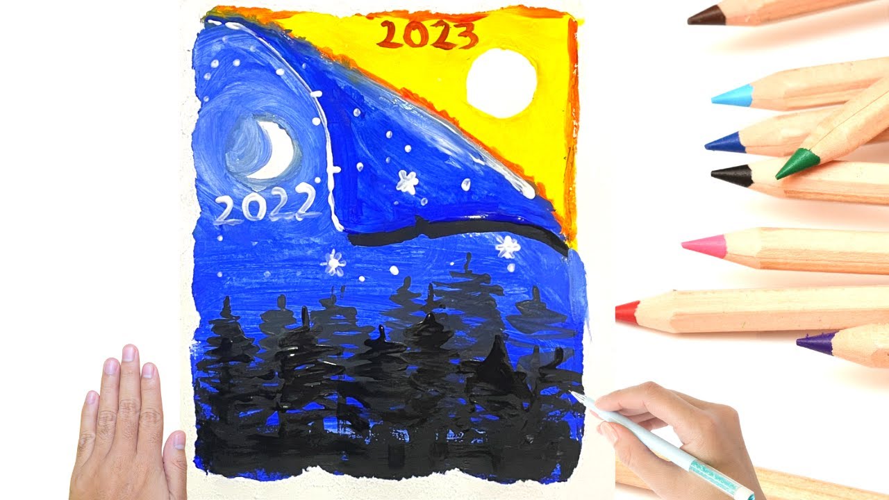 2023 Happy New Year Drawing Easy | Step by Step Happy New Year 2023 ...