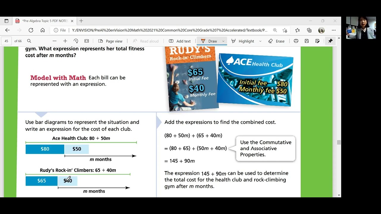 EnVision Grade 7 Accelerated Pre-Algebra 5-6: Add Expressions - YouTube