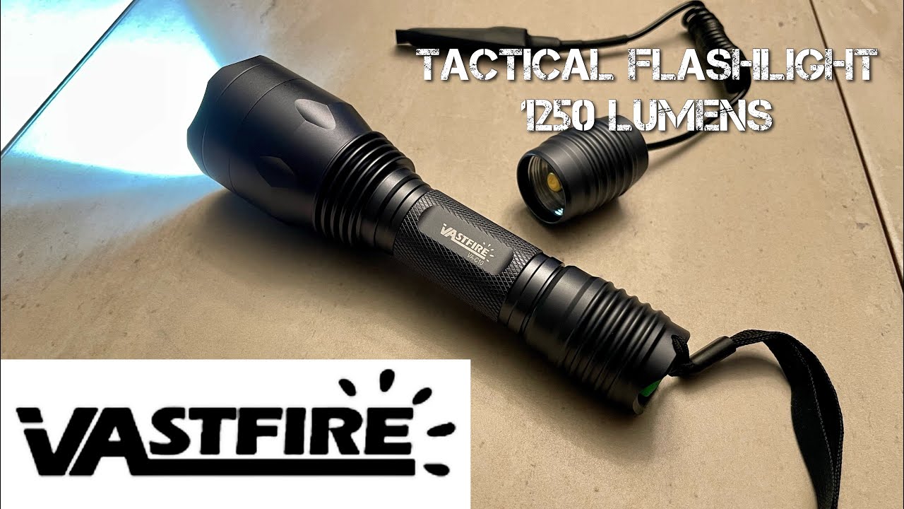 VASTFIRE Tactical Flashlight : Wide Beam : 1250 Lumen : Offset ...