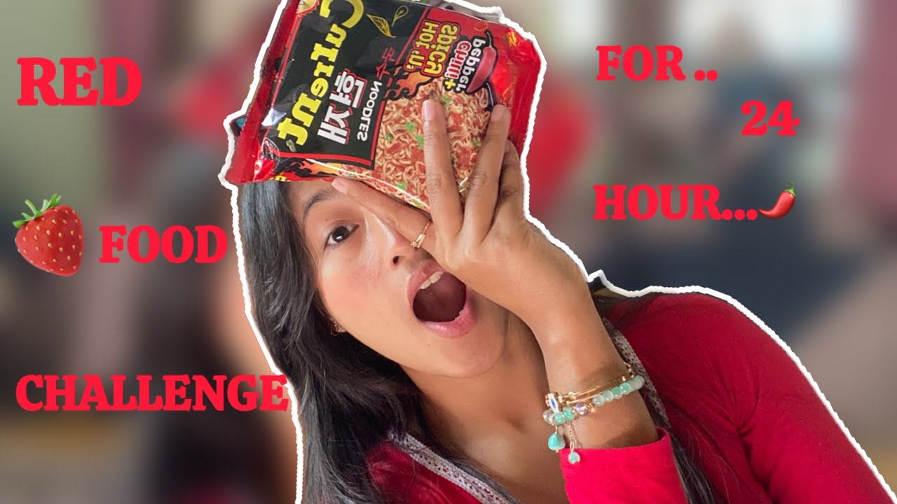 I only ate Red color food for 24 hour challenge!!!!! - YouTube