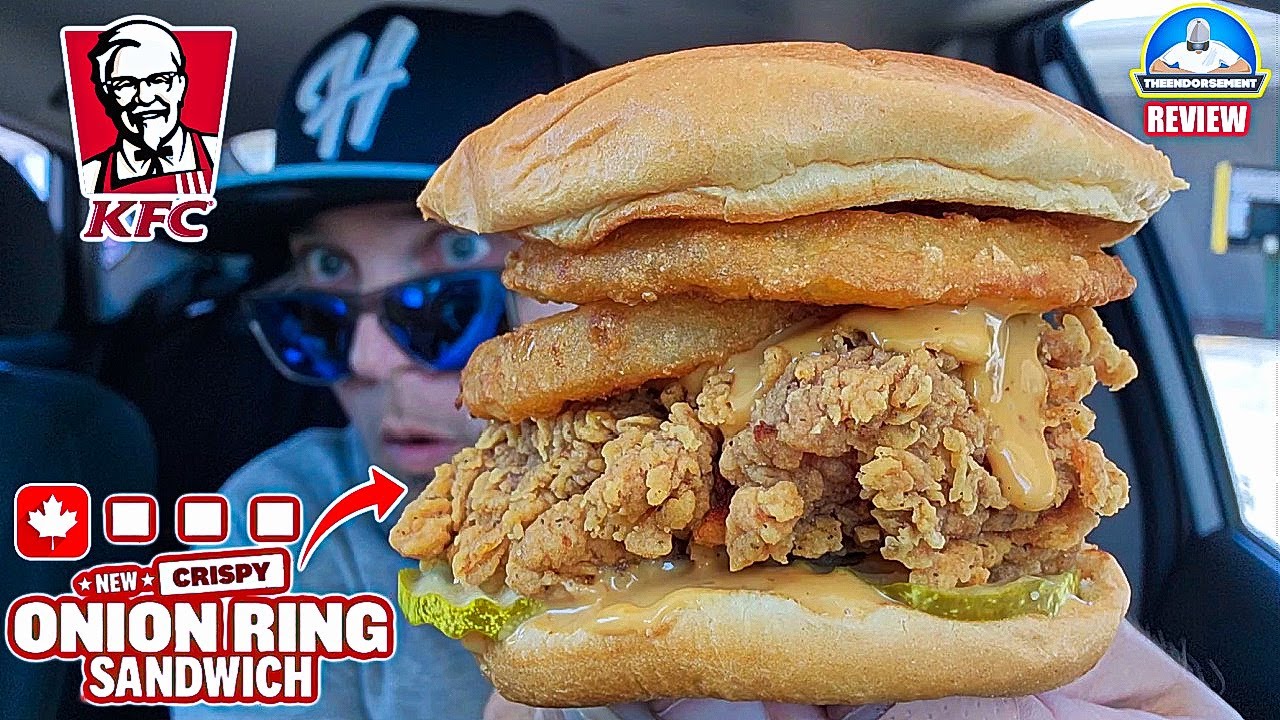 KFC® Crispy Onion Ring Sandwich Review! 🥪🐔🥪 | KFC® Canada Exclusive 🍁 ...