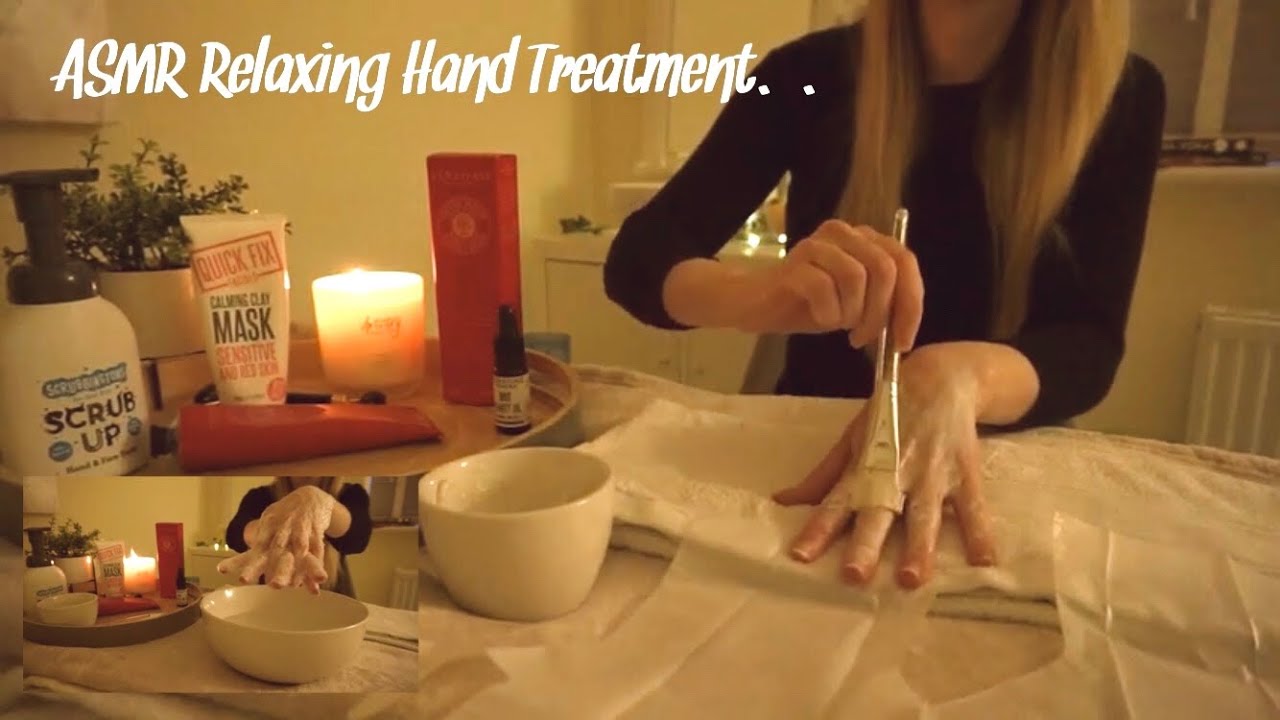 ASMR Softly Spoken Gentle Hand treatment with hand mask, file, oils and ...