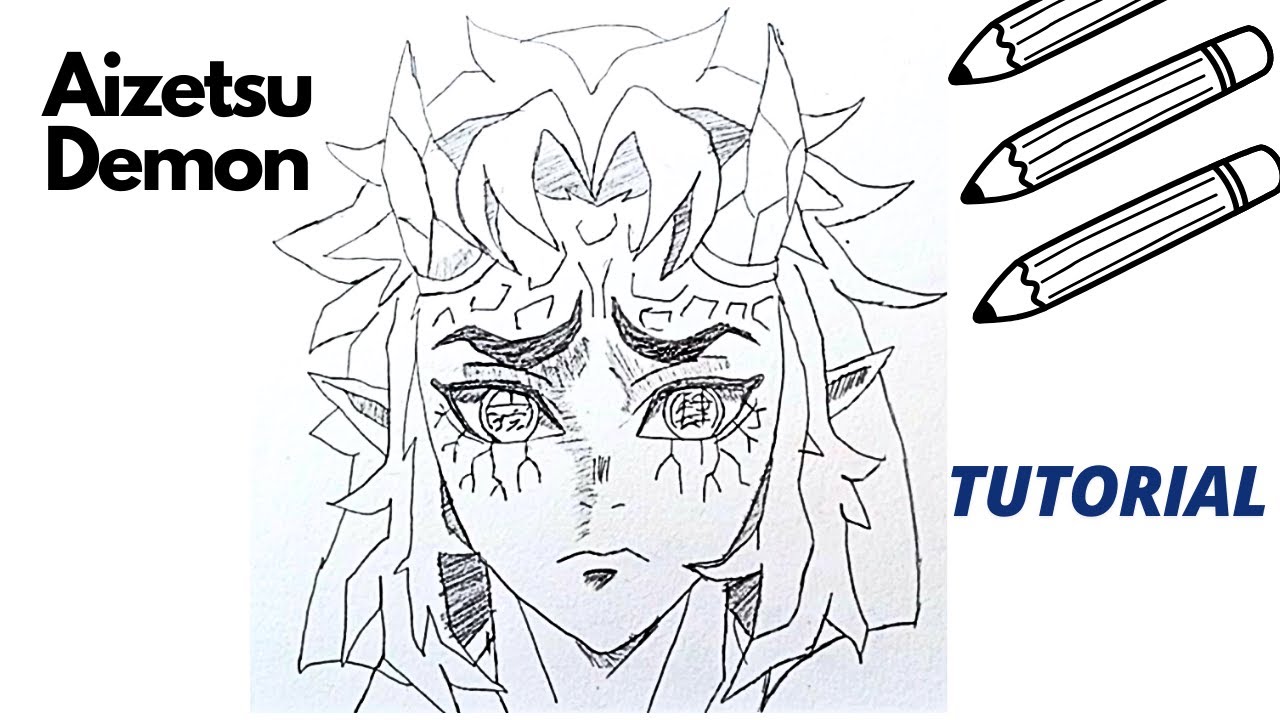 Aizetsu demon drawing tutorial||aizetsu demon drawing easy step by step ...