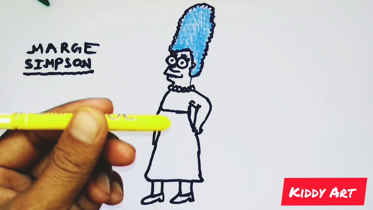 How to draw Marge Simpson and colouring with candle colour for kids ...